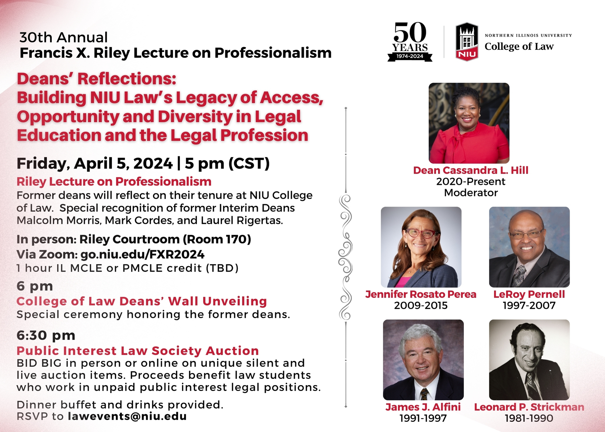 NIU Law to Host Riley Lecture, Deans' Wall Unveiling and PILS Auction ...